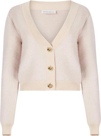 Nina Ricci Femme, Pulls, Beige, Taille: 42 FR Cardigan Col V en mohair
