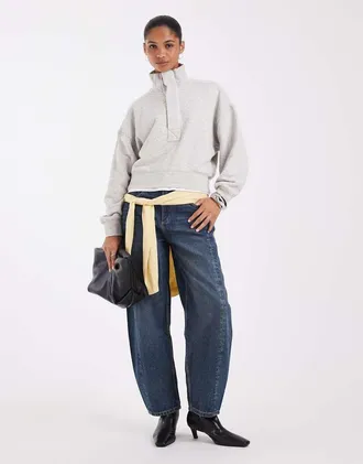 Free People zeitloses Sweatshirt mit Stehkragen in meliertem Grau