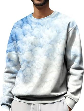 Generic Sweats à capuche pour homme - Imprimé automne - Col rond - Pull à capuche décontracté à manches longues, bleu, XXL