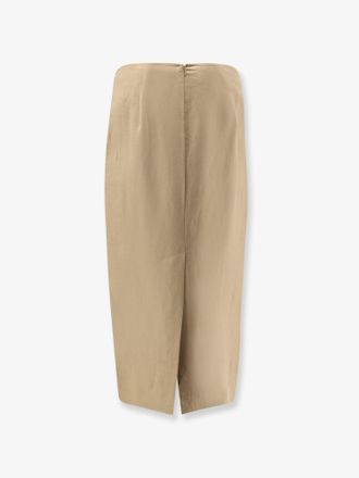 Max Mara Womens Linen Midi Skirt Beige