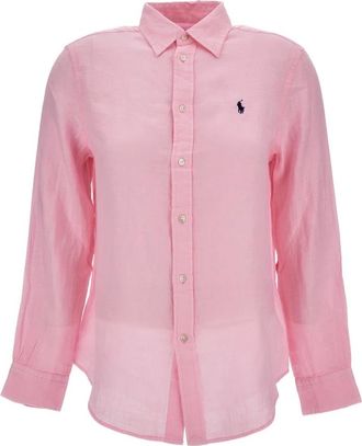 Polo Ralph Lauren Femme, Blouses et Chemises, Rose, Taille: 36 FR Classic Fit Linen Shirt