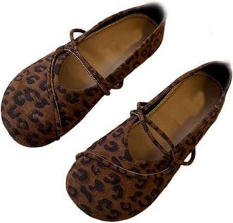 Generic Chaussures plates orthop&eacute;diques Mary Jane pour femme - Bout rond - En daim - Chaussures plates d&eacute;contract&eacute;es - Vintage - Semelle souple - Confort pour