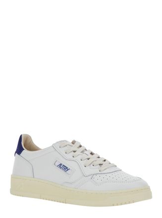 Autry Mens Sneakers Medalist Low White-Blue Leather Trainers