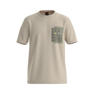 HUGO BOSS T-shirt en jersey de coton Te_Container - Homme - Tops - Beige - Taille: XL