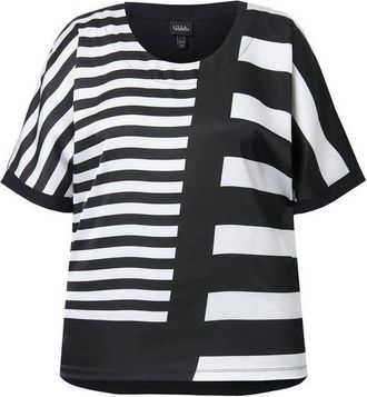 Ulla Popken T-Shirt T-Shirt Streifen Oversized Rundhals Halbarm