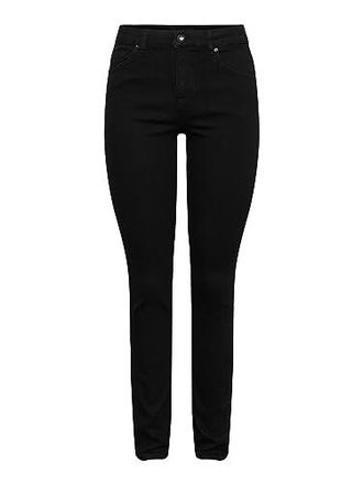 Pieces PCNUNNA MW Slim BLC06 Noos BC Jeans, Noir/Denim, 28 W/30 L Femme