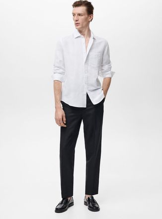 Mango Leinen-Hemdbluse mit Tasche weiß - Herren - XXL - MANGO MAN