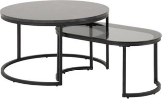 AC Design Furniture Spencer Couchtisch, Metal, Schwarz/Schwarz, 42 cm/L: 70 x B: 40 x H: 33,4 cm, L: 70 x B: 70 x H: 42 cm / L: 70 x B: 40 x H: 33,4 cm, 12.8