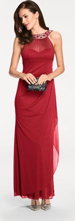 Heine Abendkleid HEINE Abendkleid, Damen, Gr. 38, Normalgr&ouml;&szlig;en, rot, 100% Polyester, unifarben, lang, Rundhals, Kleider Abendkleid, Topseller