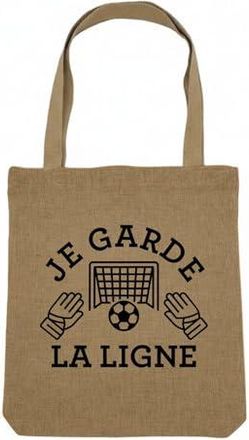 Fabulous Sac Shopping Tote Bag Aspect Lin - Je garde la ligne Gardien de But Sport Foot Ballon - Sac de Courses Toile Epaisse 360g Beige Naturel Cabas Port&eacute; Ep