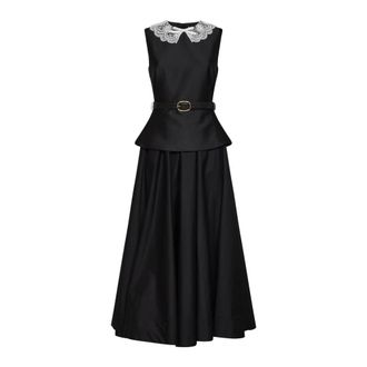 Self Portrait Peplum Midikleid - - Dresses - Damen - Schwarzk - S