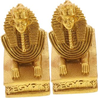 Cabilock 2st&uuml;cke &Auml;gyptische K&ouml;nigsstatue Harzfigur Desktop-Ornament Tischdekoration Home-Ornament Heimdekoration