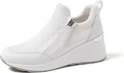 Queen Helena Baskets avec fermeture &eacute;clair lat&eacute;rale, baskets compens&eacute;es d&eacute;contract&eacute;es pour femme X30-24, Blanc, 39 EU