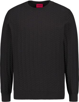 HUGO BOSS Herren Pullover schwarz Baumwolle unifarben