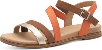 s.Oliver Damen Sandalen flach Bequem Sommer, Mehrfarbig (Orange Comb), 40 EU