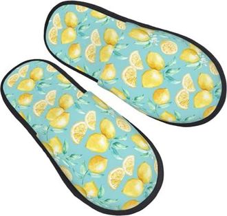Generic Pantoufles En Coton Citron Jaune Unisexe Pantoufles De Voyage Peluche Chaussons Invit&eacute;s Pour Chambre Camping Invit&eacute; M