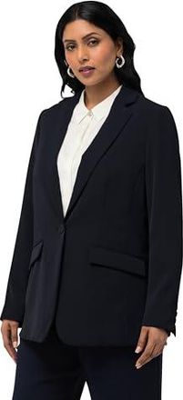 Ulla Popken Femme Grandes Tailles Blazer en ac&eacute;tate, col &agrave; Revers et Fermeture 1 Bouton Marine fonc&eacute; 52 811944120-50