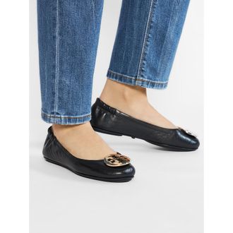 Tory Burch Ballerinas Tory Burch Minnie Travel Ballet With Metal Logo 50393 Schwarz