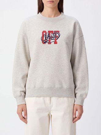 Off-white Sweat-shirt &agrave; col rond en coton avec logo contrastant