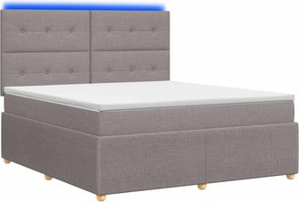 vidaXL Letto Box Spring Led Con Materasso Tortora 140 X 200 Cm Tessuto Vidaxl