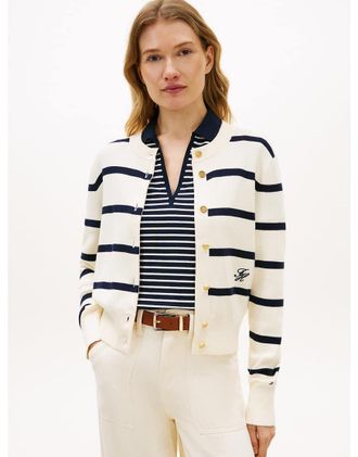 Tommy Hilfiger Premium - Mehrfarbige Strickjacke mit goldfarbenen Kn&ouml;pfen-Neutral