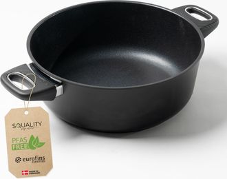 Squality Premium Br&auml;ter Induktion 28cm PFAS frei | 4,5l Schmortopf | Antihaft beschichtete ofenfeste Pfanne aus D&auml;nemark | Bratpfanne | Schmorpfanne f&uuml;r gesund