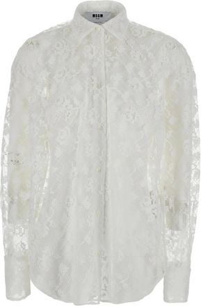 Msgm Msgm, Femme, Blouses et Chemises, Blanc, Taille: 36 FR Chemise &agrave; Manches Longues et Col Classique