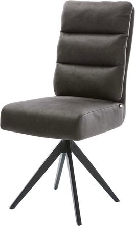 DELIFE Polsterstuhl Pela-Flex Kreuzgestell kantig Schwarz Mikrofaser Anthrazit Vintage Taschenfederkern