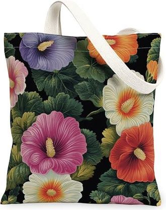 Generic Sac fourre-tout en toile de rose tr&eacute;mi&egrave;re pour le shopping, 33 x 38 cm, motif floral r&eacute;tro vintage r&eacute;utilisable, sac d&eacute;picerie pour femme, esth&eacute;tique,