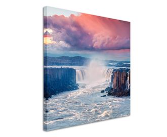 Paul Sinus Art Leinwandbild 60x60cm Landschaftsfotografie - Wasserfall im Jokulsargljufur Nationalpark, Island auf Leinwand exklusives Wandbild moderne Fotografie f&uuml;