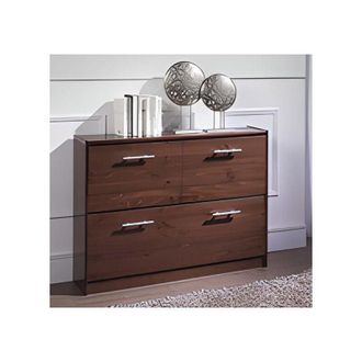 PEGANE Pegane - Commode Meuble &agrave; chausssures en pin massif coloris noyer - Longueur 110 x Profondeur 23 x Hauteur 80 cm