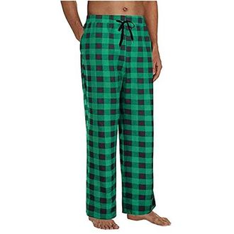 Generic Pantalon de pyjama pour homme - Long &agrave; carreaux - Coupe ample - Respirant - Pantalon de loisirs droit - Bloc de couleurs - Pantalon de yoga - Jambes l