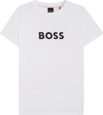 HUGO BOSS Femme, Tops, Blanc, Taille: 36 FR T-shirt avec logo - essentiel d&eacute;contract&eacute;