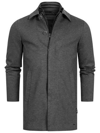 Indicode Hommes INBenyome Coat | Manteau court avec fermeture &eacute;clair cach&eacute;e Charcoal Mix M
