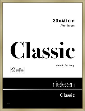 Nielsen Design Bilderrahmen, 30 x 40 cm, Aluminium, Gold matt, Fotorahmen zum Aufhängen im Hoch- & Querformat, Echtglas, Classic