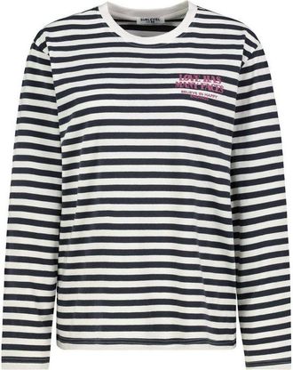 Sublevel Langarmshirt Damen Shirt mit Streifen und Print langarm, lockerer Schnitt