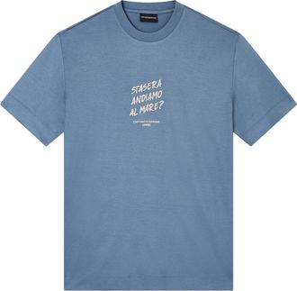 Emporio Armani Homme, Tops, Bleu, Taille: L T-shirt Graphique Brod&eacute;