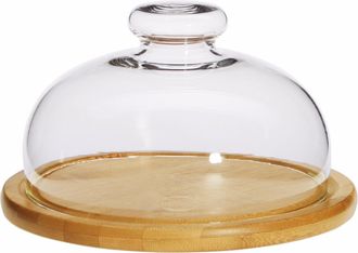 Trendglas Jena K&auml;seglocke mit Bambusunterteller, 17 cm