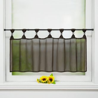 Joyswahl Scheibengardine Voile Bistrogardine »Daniela« mit dekorativen Kunststoffkugeln Unifarbige transparente Kurzstore HxB 60x120cm Kaffee 1er Pack