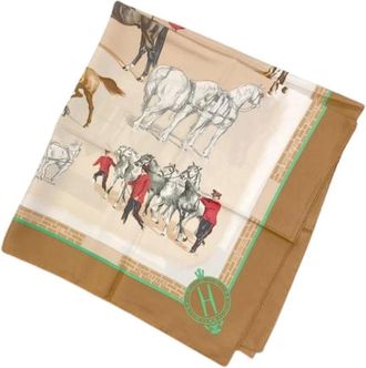 Herm&egrave;s Pre-owned Silk Scarf - Femme - Pre-owned - Beige - Taille: ONE Size