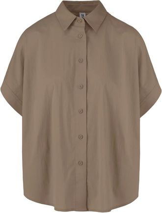 Bomboogie Femme, Blouses et Chemises, Brun, Taille: 44 FR Chemise Oversize en Satin de Coton