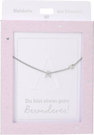 Depesche 13895.1 Halskette mit Buchstabe A und Herz, versilbert, variabel in der L&auml;nge tragbar (42 cm + 5 cm), als Geschenk oder kleine Aufmerksamkeit