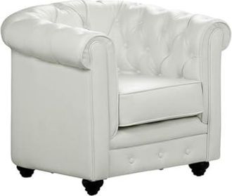 Vente-Unique Fauteuil en Simili Chesterfield - Blanc
