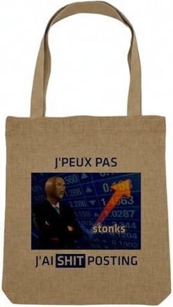Fabulous Sac Shopping Tote Bag Aspect Lin - JPeux Pas Jai Shitposting R&eacute;seaux Sociaux Meme - Sac de Courses Toile Epaisse 360g Beige Naturel Cabas Port&eacute; Epaule