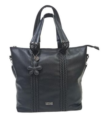 Coveri Collection Grand sac pour femme Shopping en cuir synthétique, avec poignées tressées et bandoulière réglable amovible, détails décoratifs et pendentif à fleurs, 