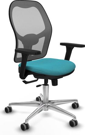 Piqueras y Crespo B&uuml;rostuhl mit 3D-Armlehnen, h&ouml;henverstellbare Lendenwirbelst&uuml;tze, ausgestattet mit Syncro/Traslack und Schaumstoff, Rollen 65 mm, Parkett, Grau/T&uuml;rkis