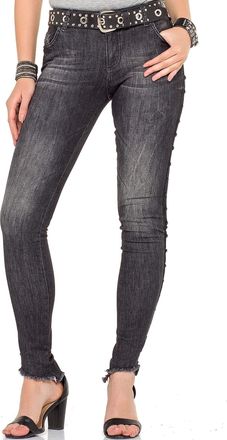 Cipo & Baxx Damen Jeanshose Denim Hose WD341 Black W28 L32
