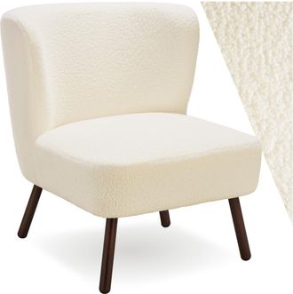 TecTake Scandi Cocktailsessel, Sessel, Bouclé Stoff, Couch Loungesessel mit Dicker Polsterung, Beine in Holz Optik, Statement Relaxsessel, Wohnzimmer Schlafzi