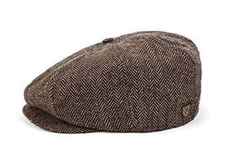 Brixton Brixton Brood Newsboy Snap Hat Casquette Newsie, Marron/Kaki &agrave; Chevrons, M Homme