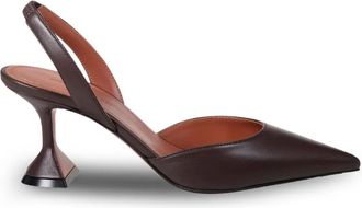 Amina Muaddi escarpins Holli 70 mm à bride arrière - Marron